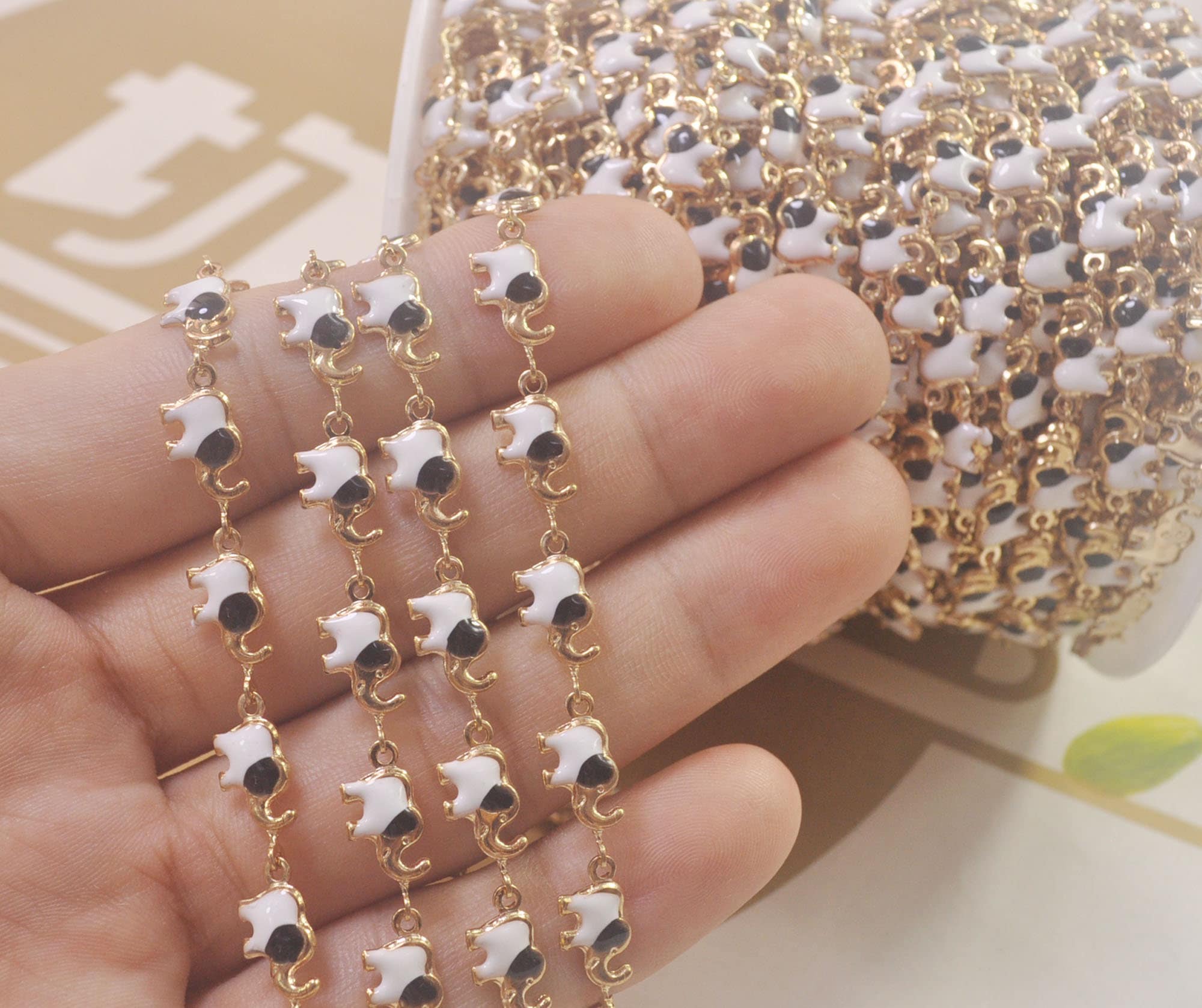 Enamel Elephant Chain Gold Elephant Chain 0.5135 Yards - Etsy UK