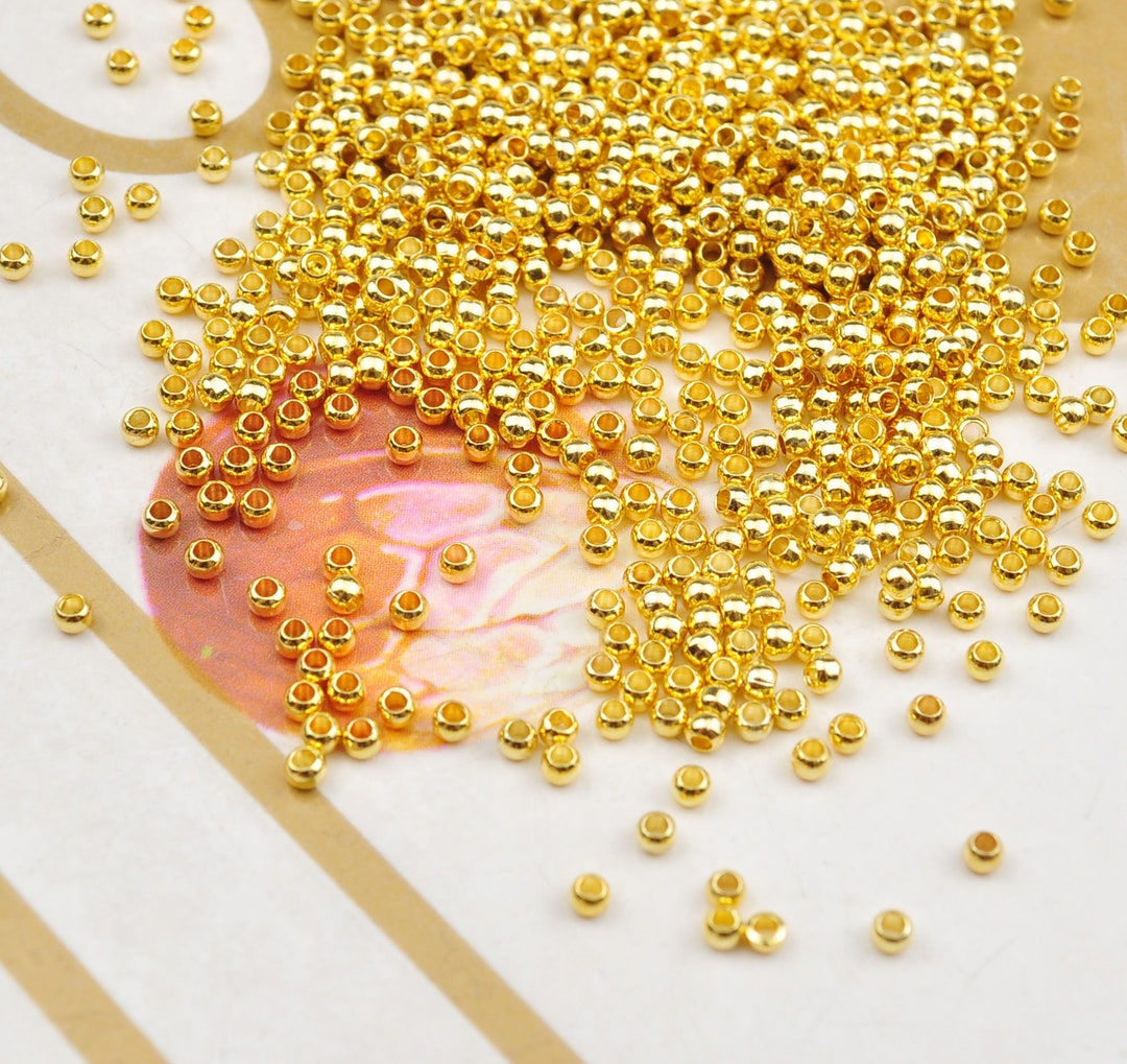 18k Real Gold Plated Round Beads,2mm 18k Gold Bead,spacer Beads Charms ...