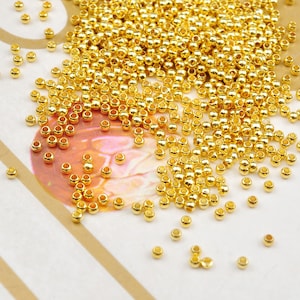 18k Real Gold Plated Round Beads,2mm 18k Gold Bead,spacer Beads Charms ...