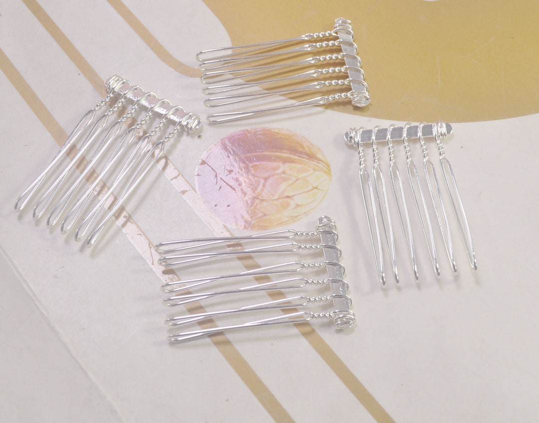 4,6,10,30,50pcs Silver Plated Wire Metal Hair Combs,hair Combs With 6 ...