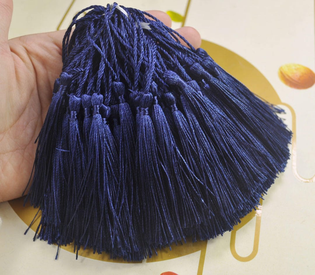 100pcs Navy Blue Silk Tassels,3 Inch Silky Mini Tassels,hand Made Silk ...