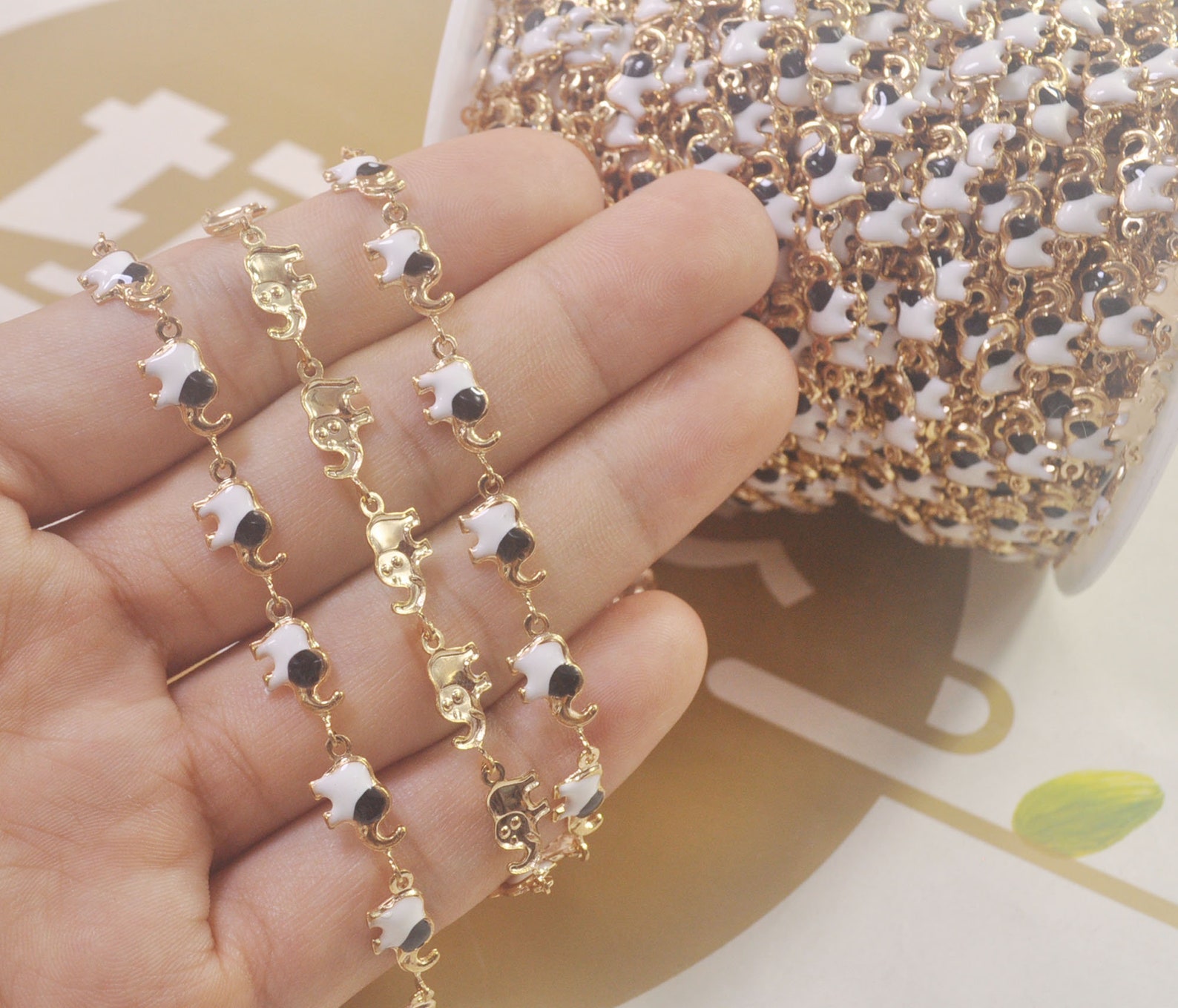 Enamel Elephant Chain Gold Elephant Chain 0.5135 Yards - Etsy UK