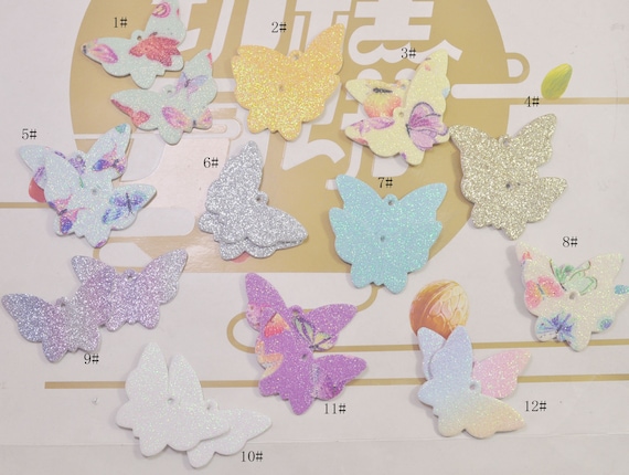 Glitter Leather Butterfly Shapes 8/20/50pcs Butterfly Faux | Etsy