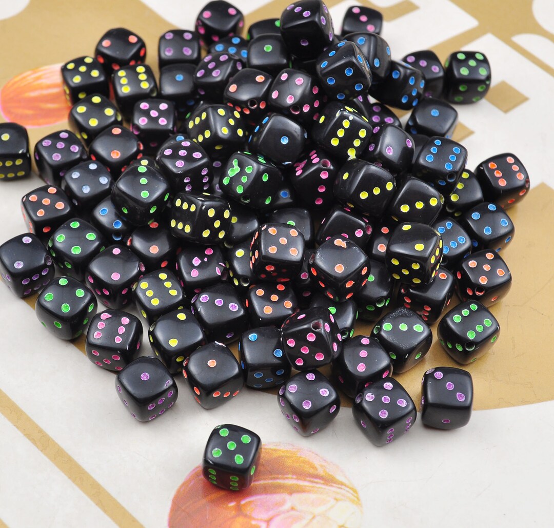 Bulk 150 Pieces Black Color 8mm Square Dice Beads,cube Dice Beads ...
