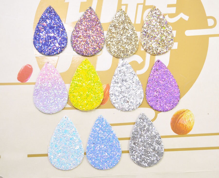 20pcs Mixed Color Glitter Leather Teardrop Shapeteardrop | Etsy