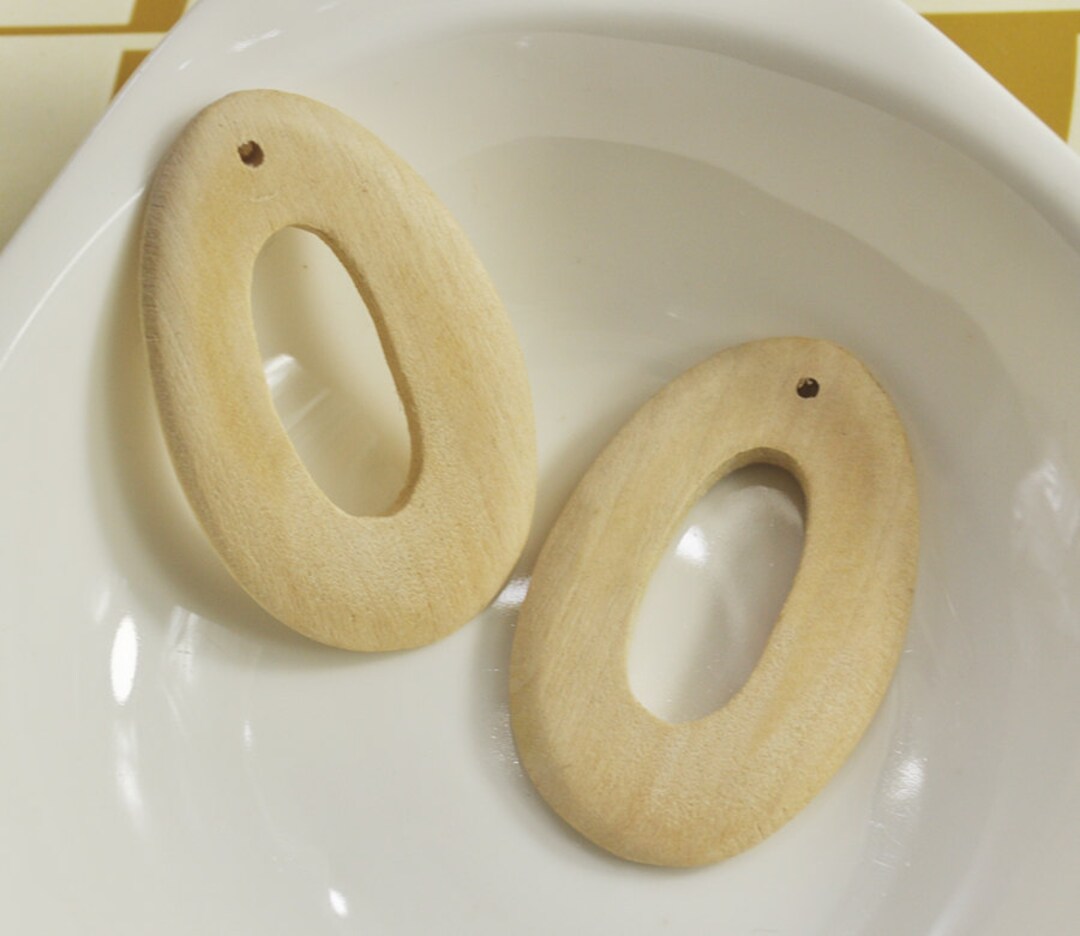 16pcs Large Oval Wood Drop Natural Wood Bead Large Hole Wood Pendants ...