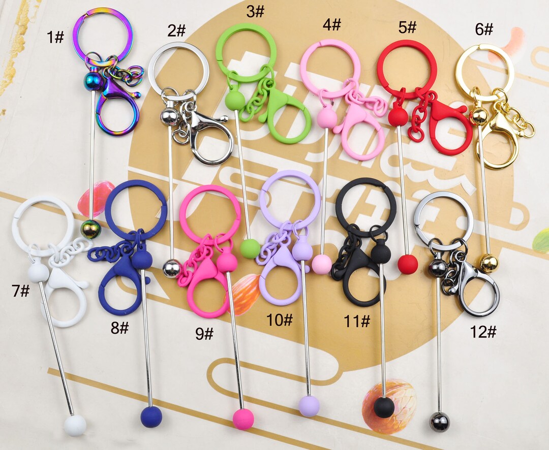 1pcs/5pcs/10pcs 12 Colors Beadable Key Ring，colorful Beadable Keychain ...