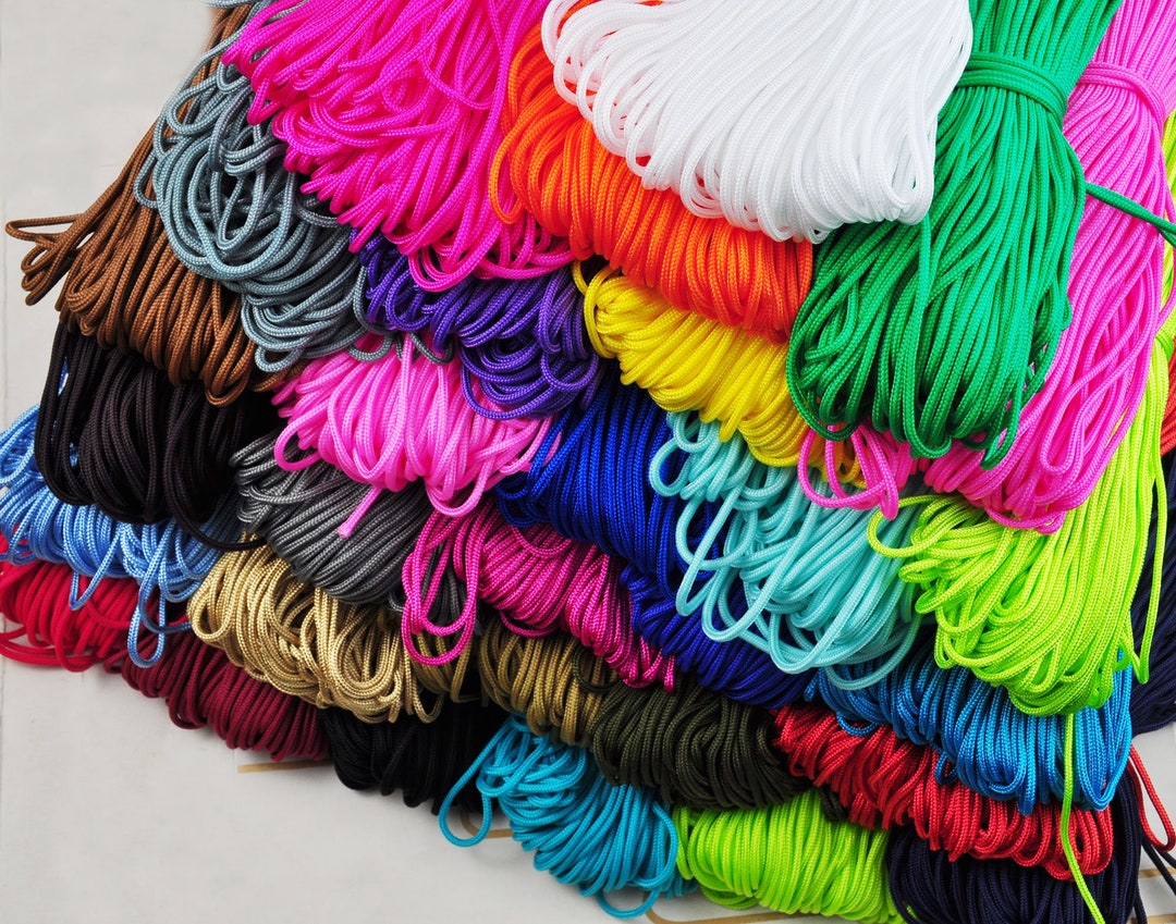 29 Colors Round Braided Cords，20-100yards 2mm Nylon Rope，polyester Rope ...