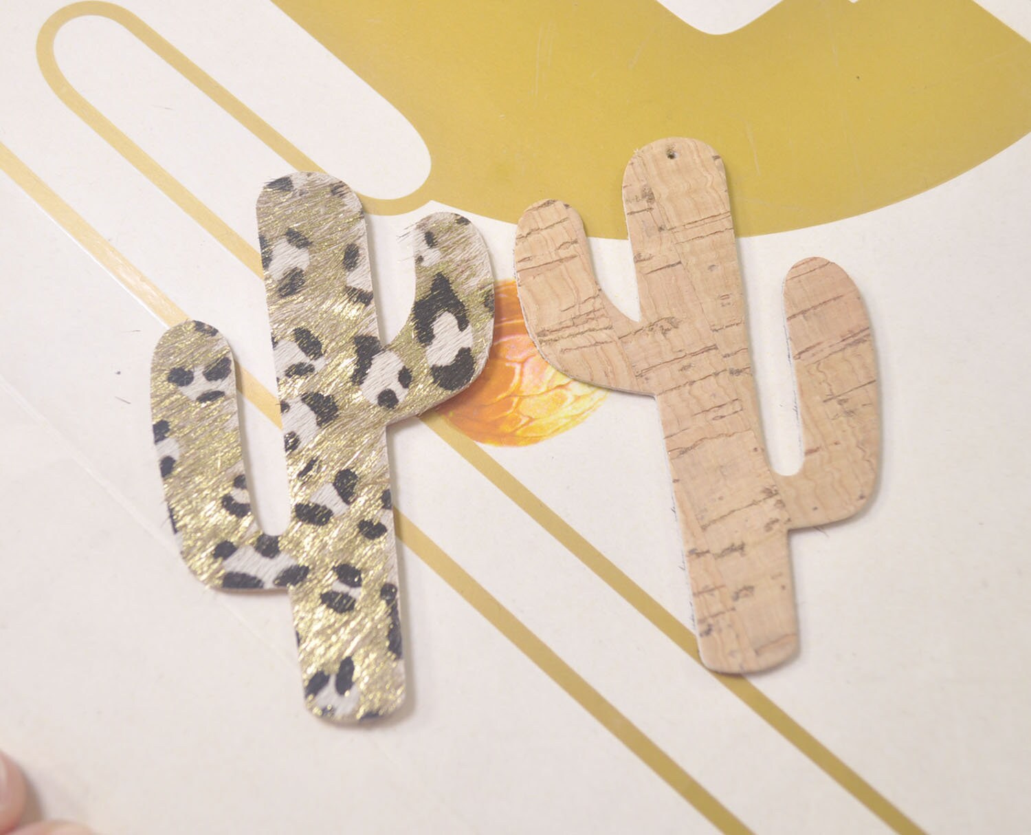 8pcs Cork Leather Cactus Shapesgold Leopard Print Cactus | Etsy