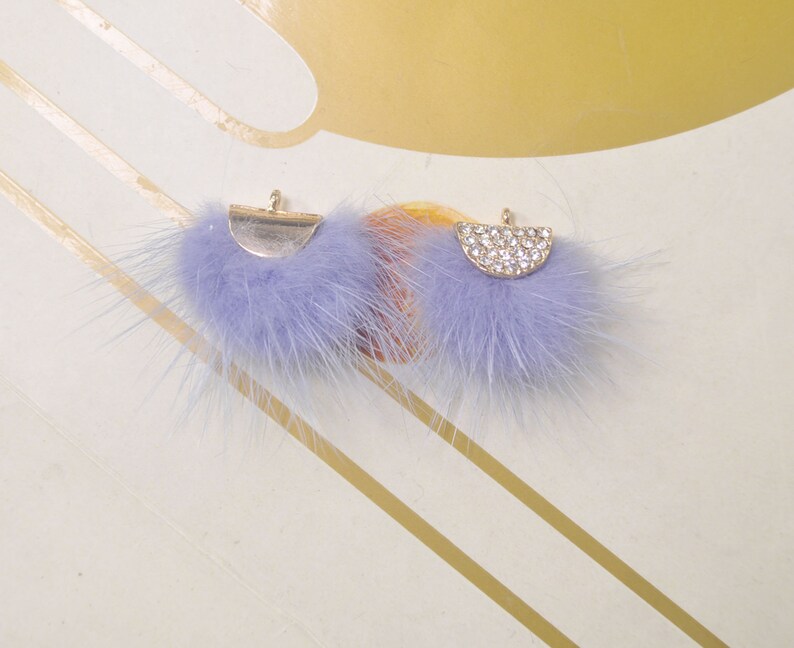 4PCS Cyan Purple Fur Fan Shape With Rhinestone Faux Mink - Etsy