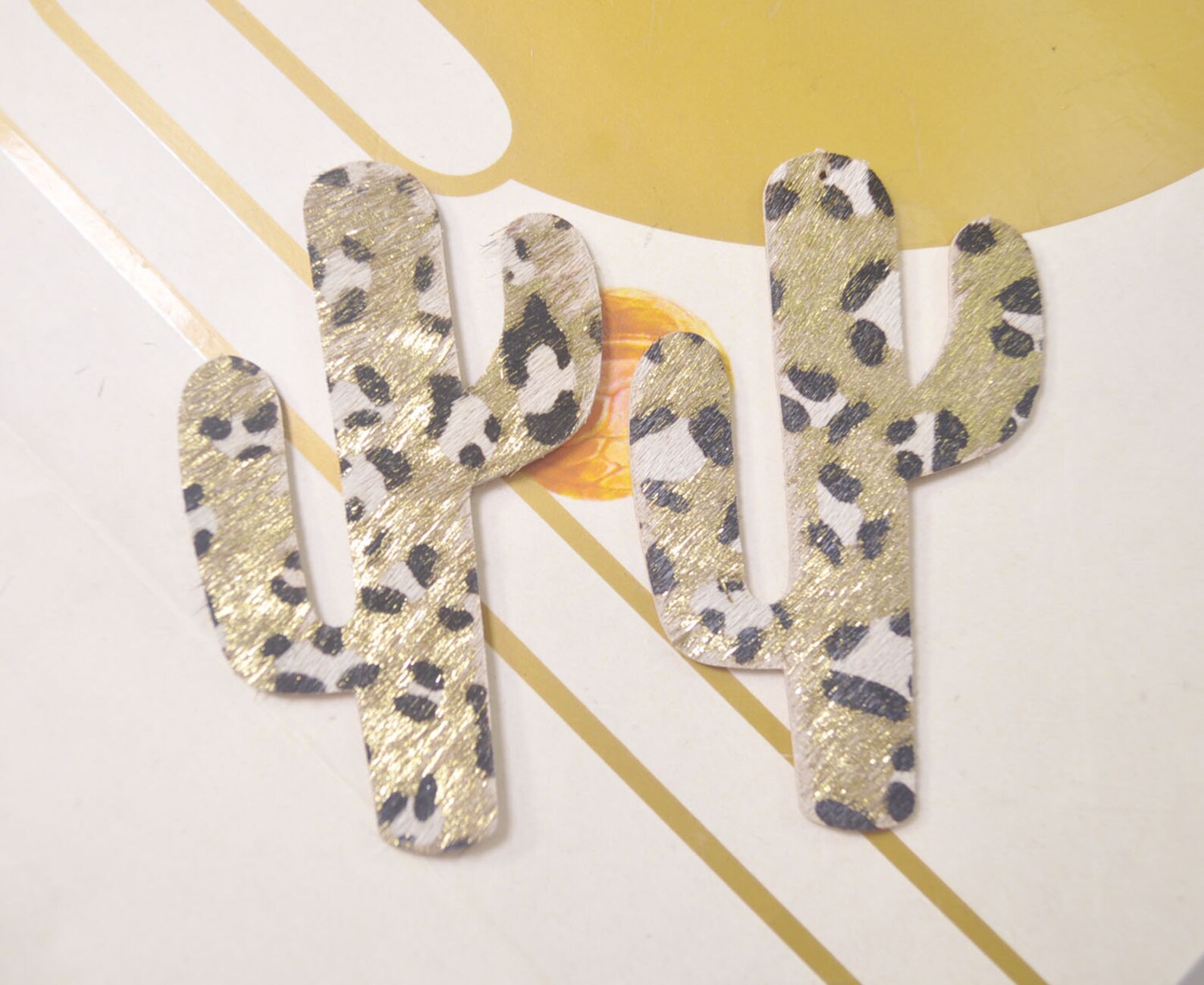 8pcs Cork Leather Cactus Shapesgold Leopard Print Cactus | Etsy