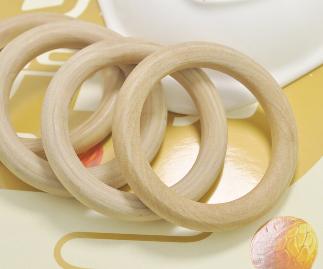 30pcs Round Wooden Rings -78mm Large Wooden Ring Natural Unfinished ...