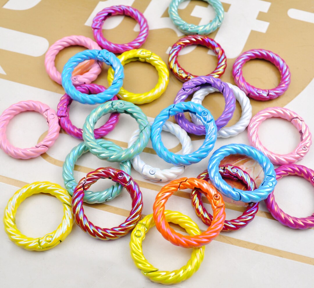 5pcs AB Color Metal Spring Gate, 28mm Twisted Round Carabiner Clasp ...
