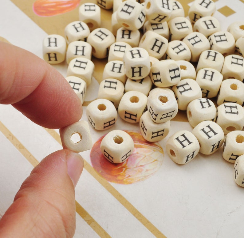 20-200 of H Letter Wood Letter Alphabet Square Beads , 10mm Natural ...