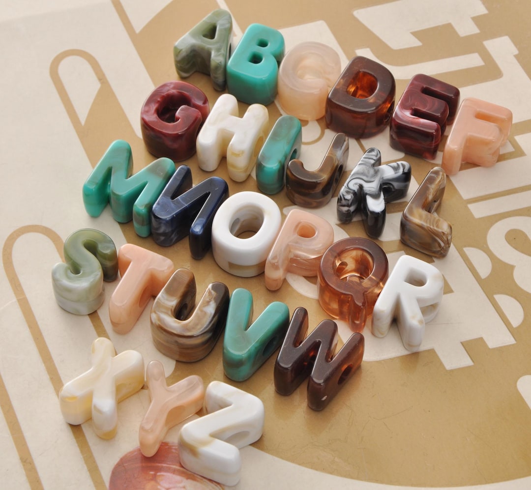 10/20/30pcs Chunky A-Z Alphabet Beads,marble Letters Bead，acrylic ...