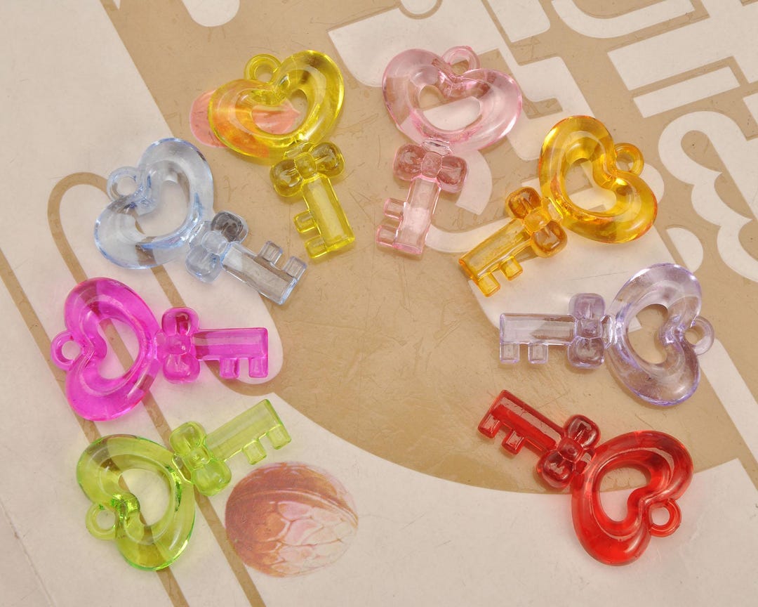 5/10pcs Acrylic Key Shape Pendant Charms,mix Color Bubble Key for ...