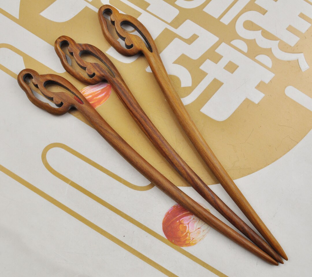 1/2/3/4/5pcs Green Sandalwood Wood Hair Sticks,natural “ruyi“ Hair ...
