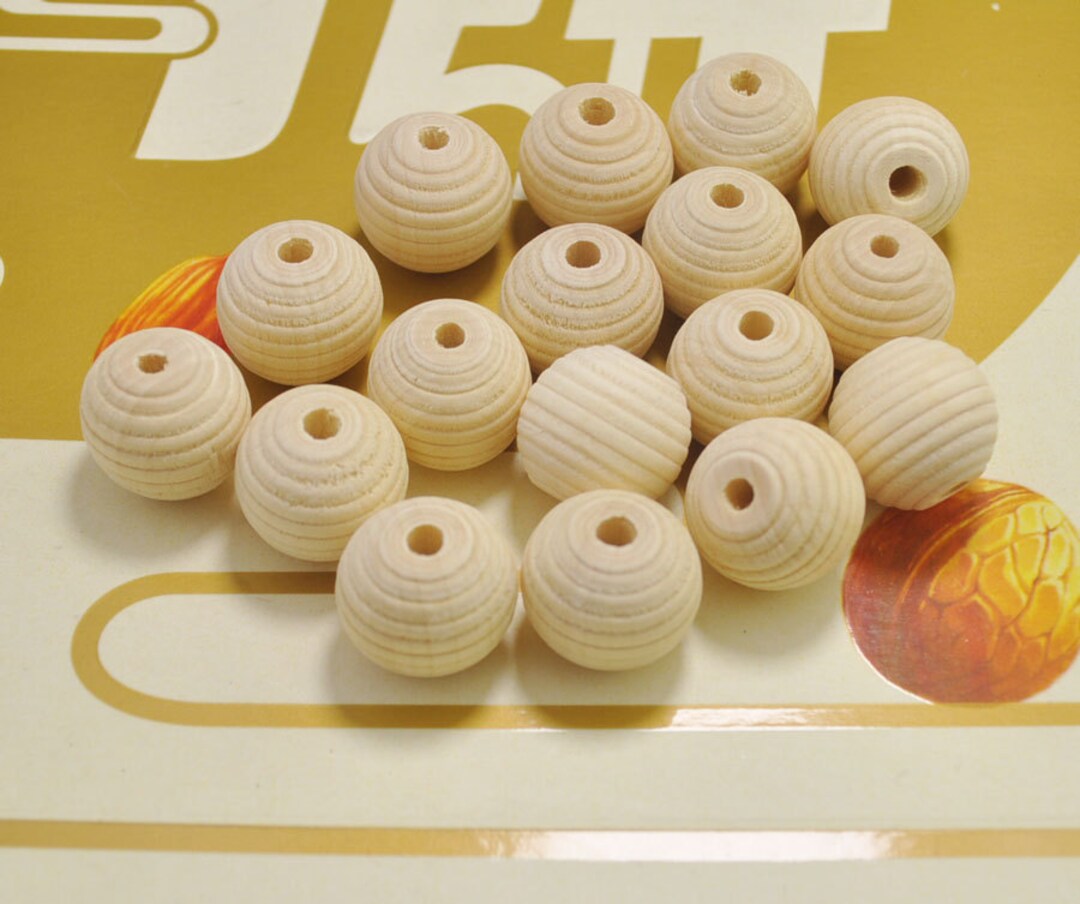 Beehive Wood Bead,50pcs 16mm Unfinished Natural Wooden Beads,screw ...