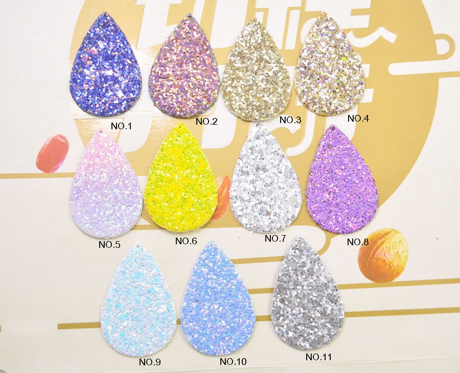20pcs Mixed Color Glitter Leather Teardrop Shapeteardrop | Etsy