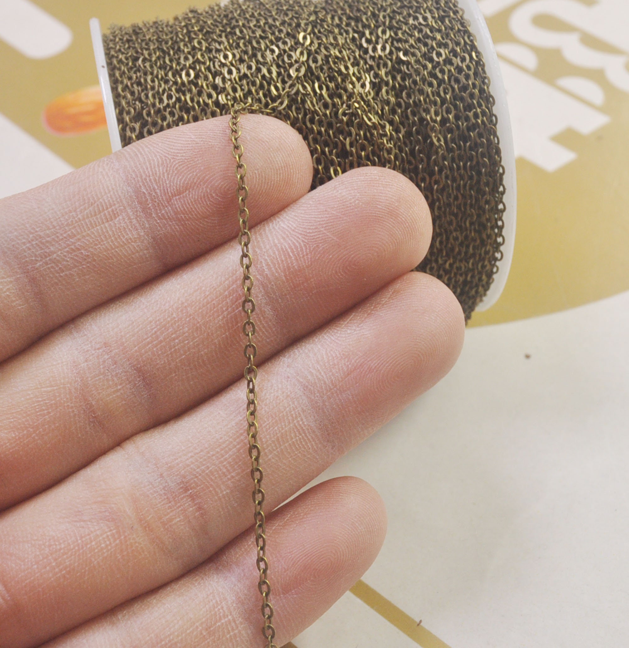 10 Yards Bronze Chain Bulk, Flat Cable Chain,iron Chain,welded Soldered ...