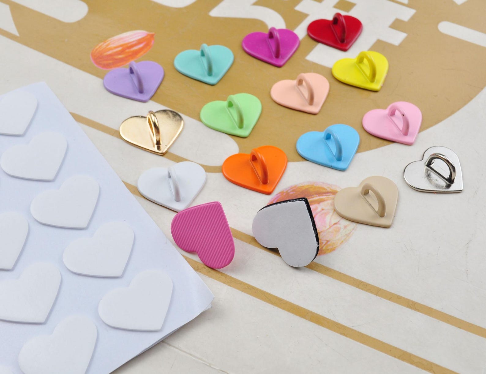 2 -100pcs Heart Phone Charm Hooks,kawaii Adhesive Metal Charm Hook ...