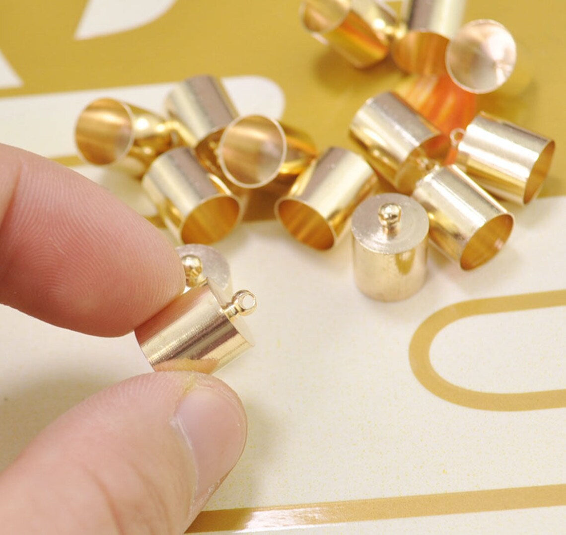 20pcs KC Gold End Caps,metal End Cap Connectors,tassel Cap,leather Cord ...