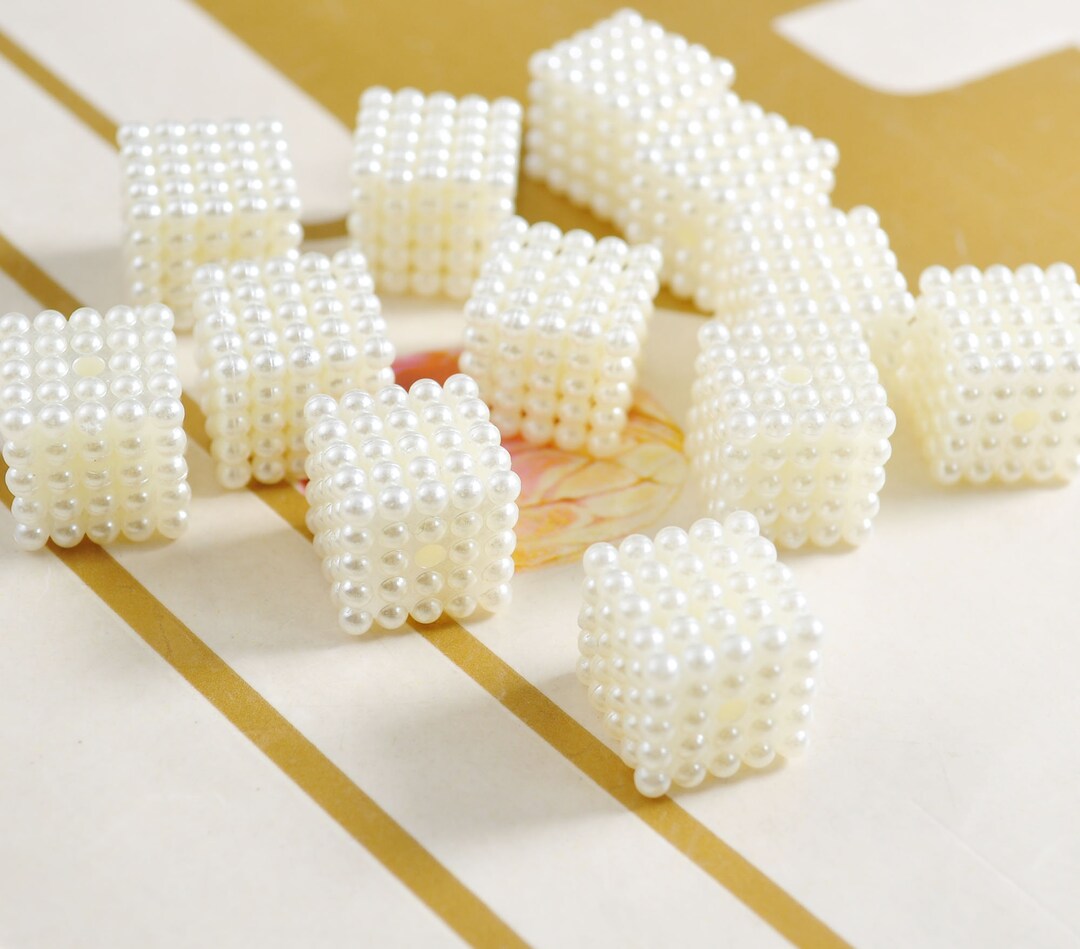 50-200pcs White Square Shape, Square Beads, Cubic Beads, Acrylic Square ...