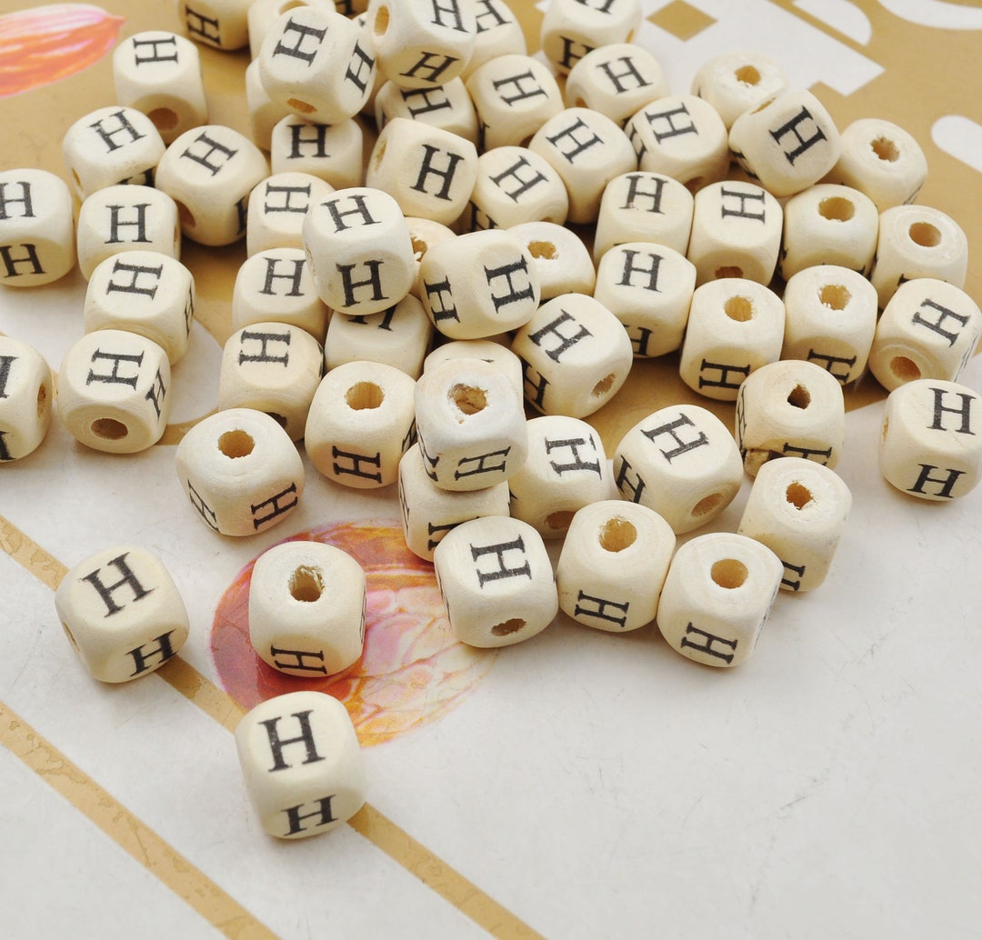 20-200 of H Letter Wood Letter Alphabet Square Beads , 10mm Natural ...