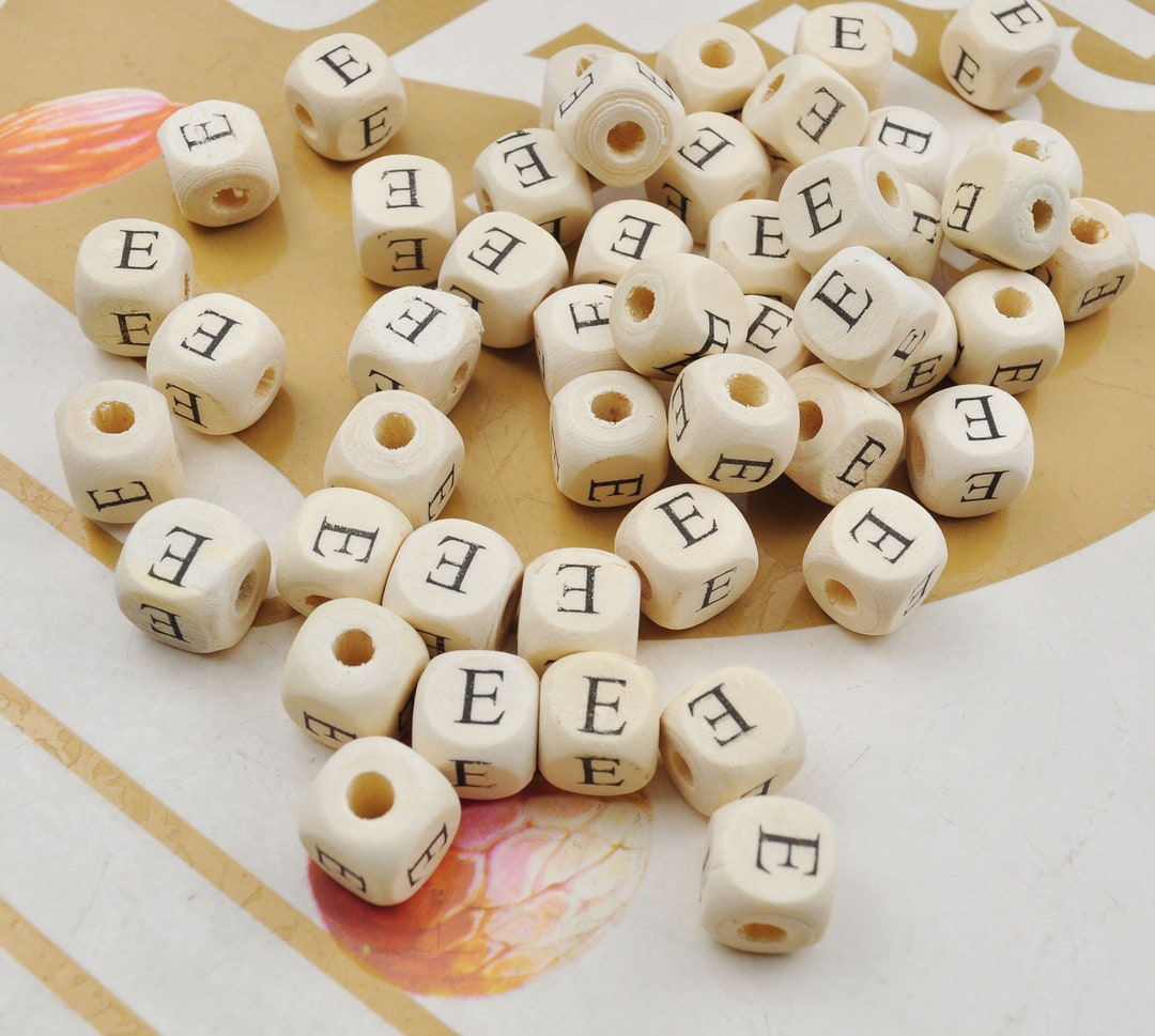 20-200 of E Letter Wood Letter Alphabet Square Beads , 10mm Natural ...