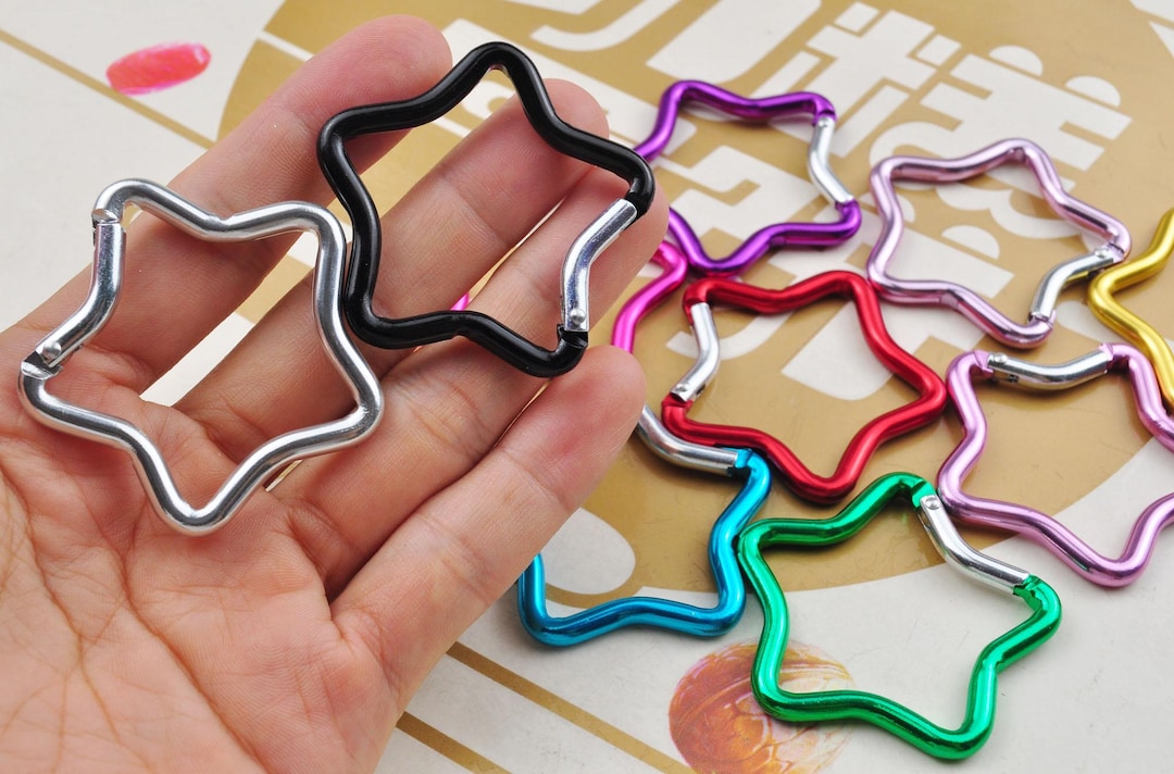 49mm Star Clip,3 Pcs Aluminum Hook Carabiner Star Shaped Key Chain Clip ...