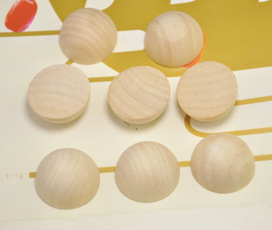 50pcs Unfinished Half Wood Beads,25mm Large Domed Wooden Cabochon Beads ...