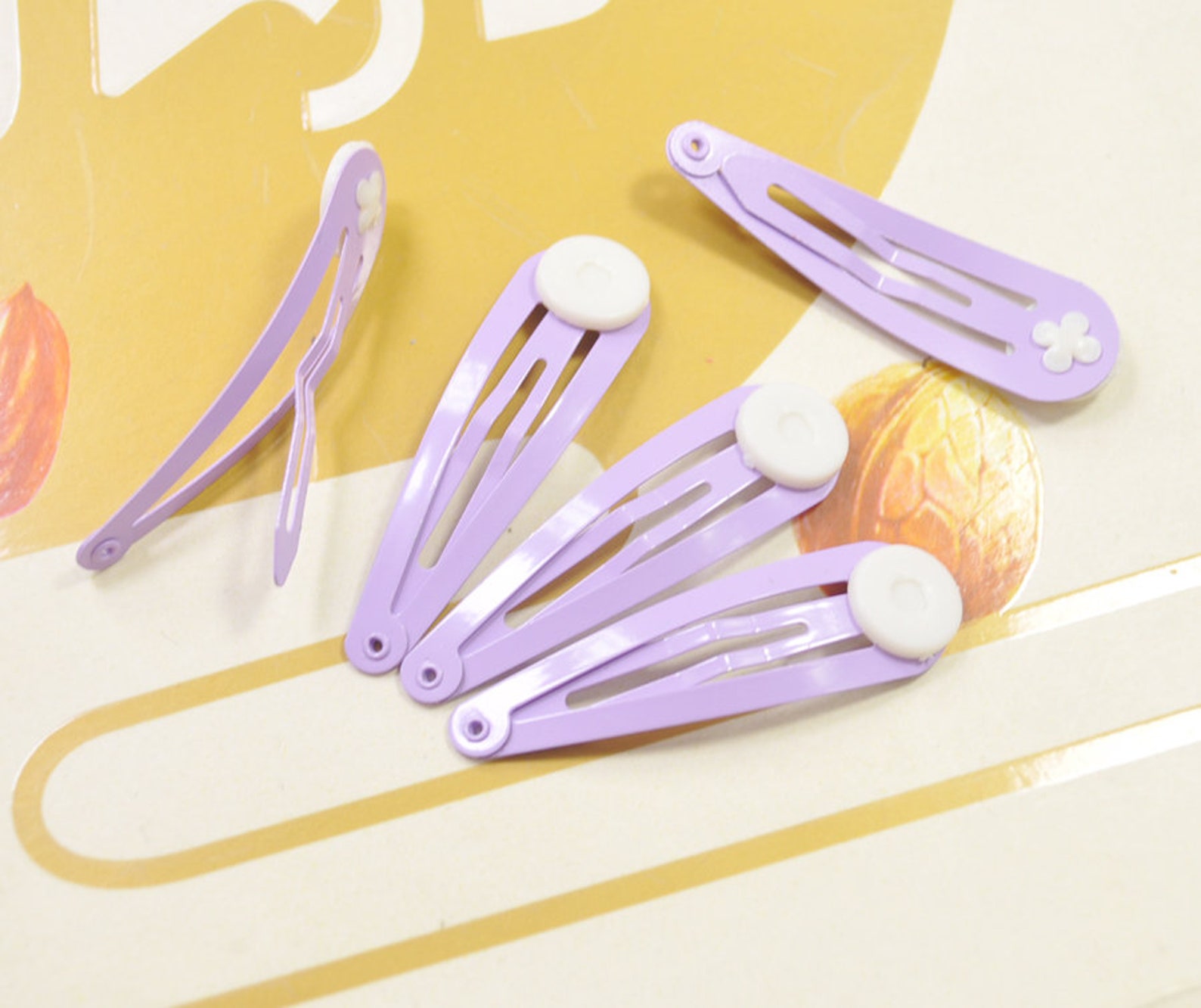 50pcs Blank Barrette Snap Clips With Glue Pads/light Purple Hair Clip ...