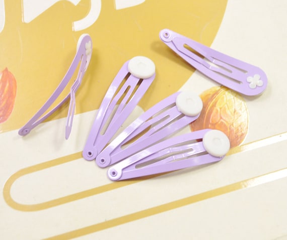 50pcs Blank Barrette Snap Clips With Glue Pads/light Purple | Etsy