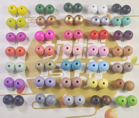 100Pcs Wooden Beads 20mm Assorted Color Round Wood ball | Etsy