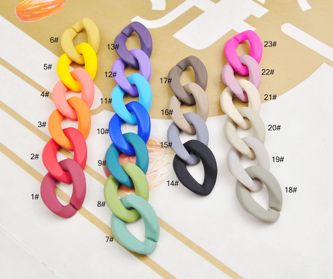 50pcs/100pcs Frosted Acrylic Matte Color Acrylic Open Chain Links，23 ...