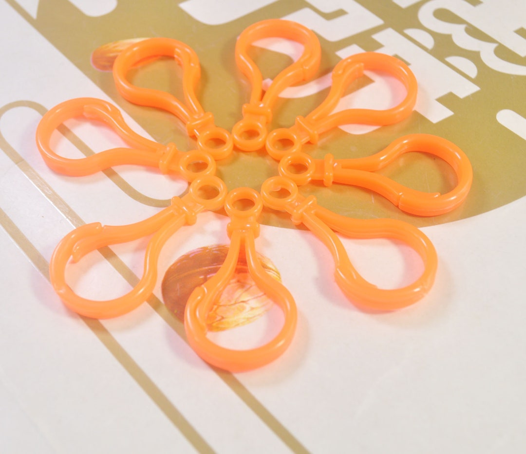 20pcs Large Plastic Hook Clasps,orange Plastic Key Chain Holders Clasps ...