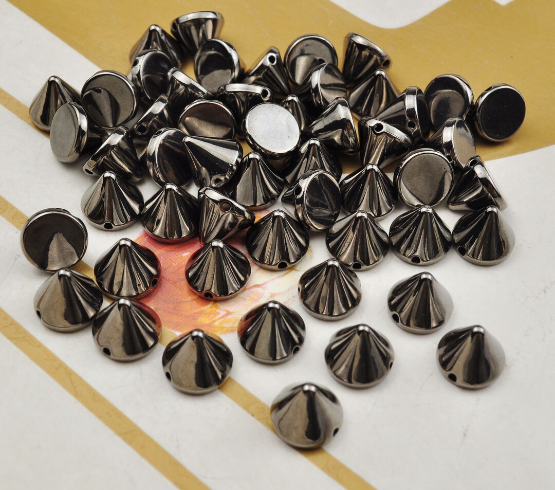 30/50/100 Pieces Acrylic Gunblack Color Cone Spikes,spike Beads,plastic ...