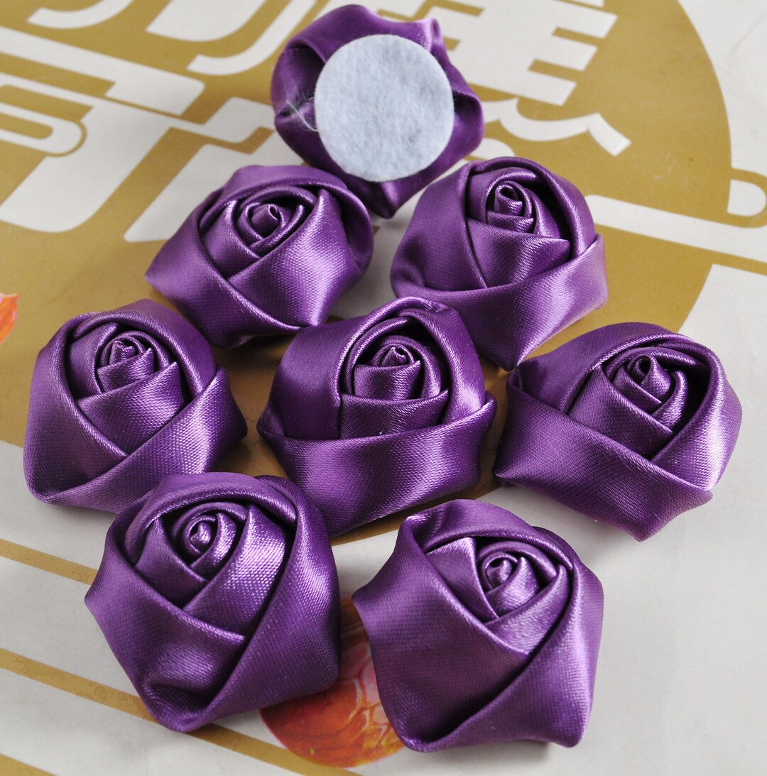2-50 Fushia Satin Roses,flat Back Satin Ribbon Rose Flower，wedding ...