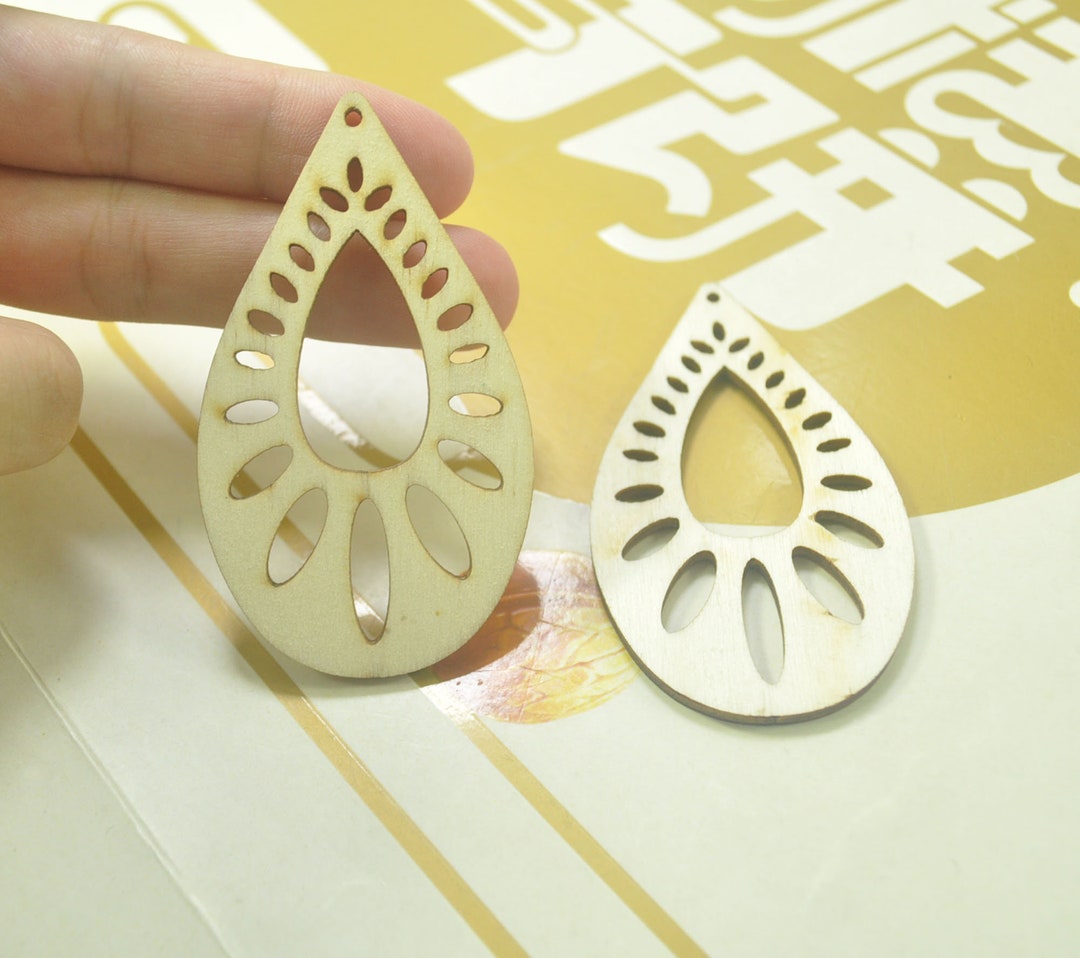 8pcs Wood Teardrop Earring Pendants,natural Wooden Drop Pendant,wood ...