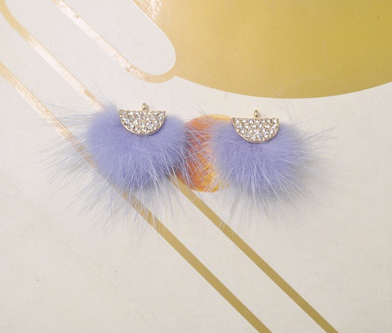 4PCS Cyan Purple Fur Fan Shape With Rhinestone Faux Mink - Etsy