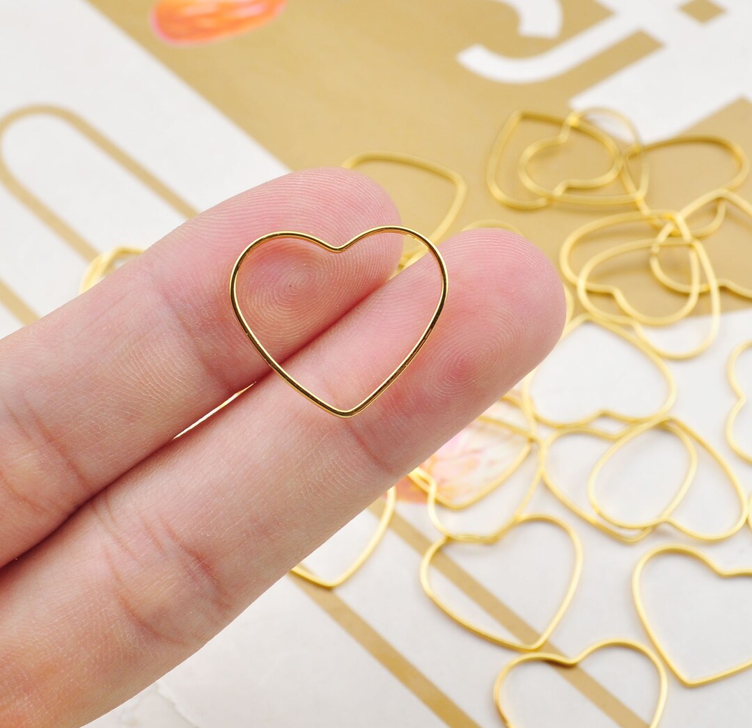 20 18k Gold Plated Heart Shape Charms,brass Heart Connector,heart ...
