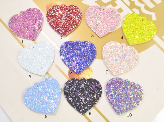 20pcs Heart Shapemixed Color Heart Pendant Glitter - Etsy