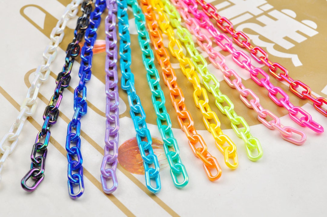 10pcs Small Plastic Chain,chunky Chain,ab Colorful Plastic Chain,craft ...