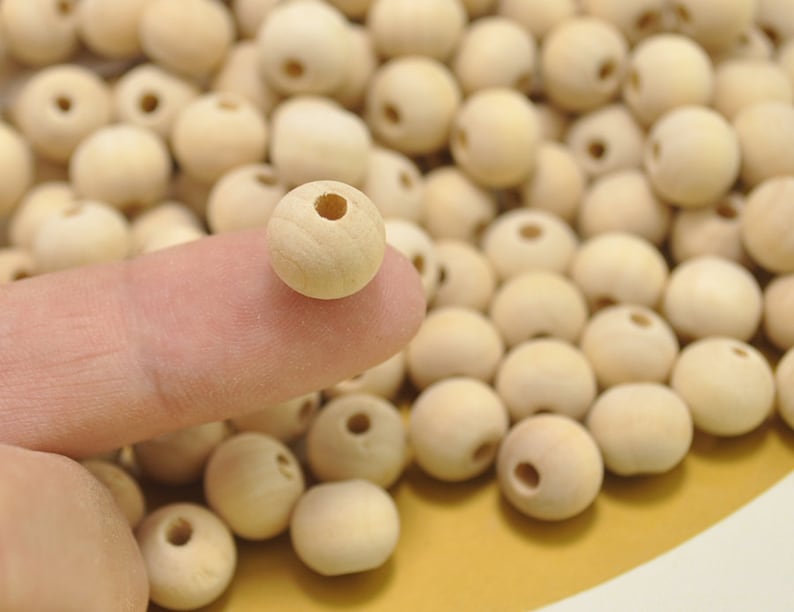 Wood Beads,10mm Round Natural Unfinished Wooden Beads,diy Beads - 200 ...