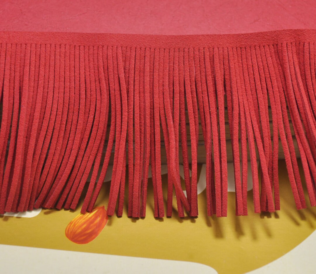 1 Yard Red Leather Fringe Trim,78mm Width Faux Suede Fringe Trim ...