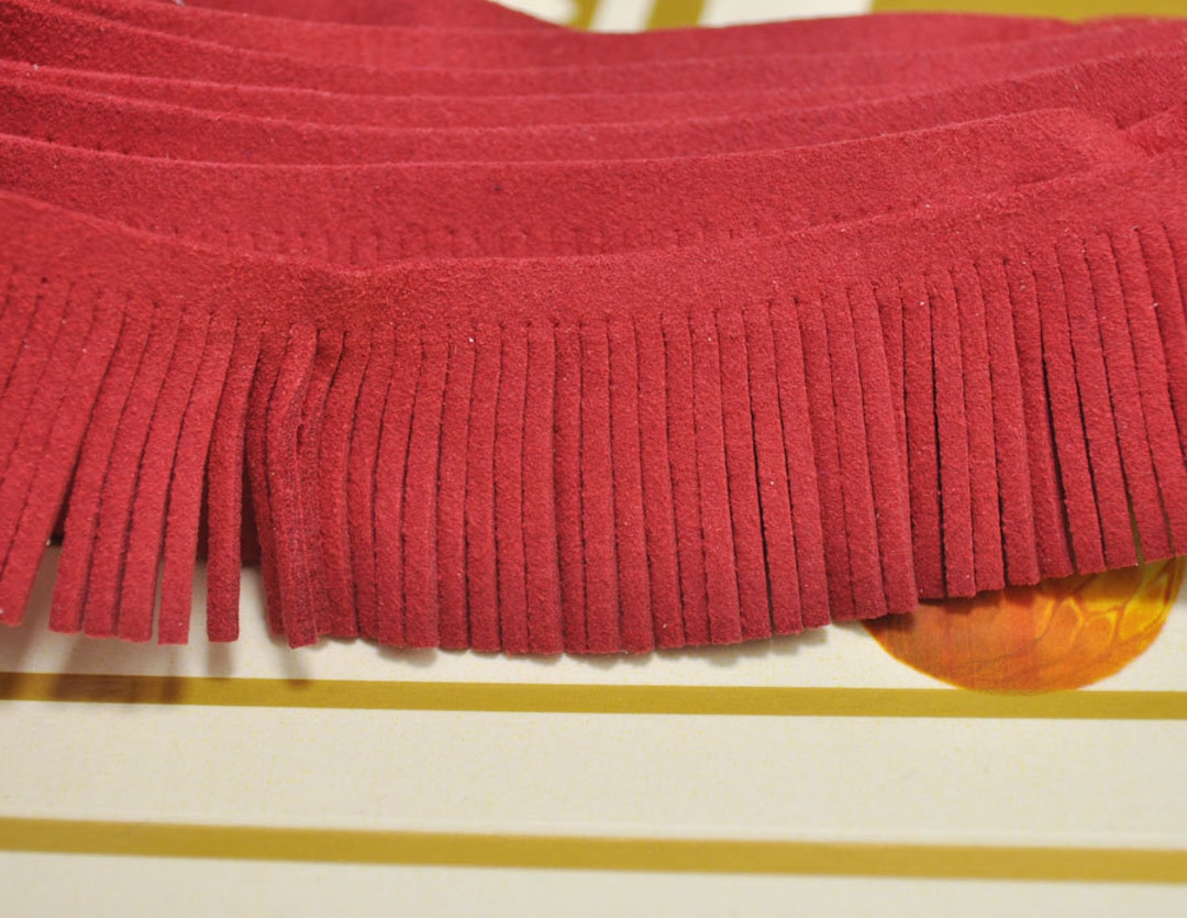 1 Yard Red Leather Fringe Trim,30mm Width Faux Suede Fringe Trim ...