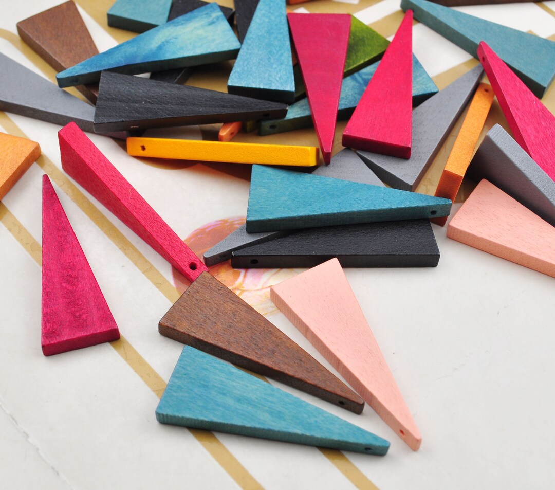 Colorful Triangle，20pcs,wood Triangle Shape Pendant,triangle Earrings ...