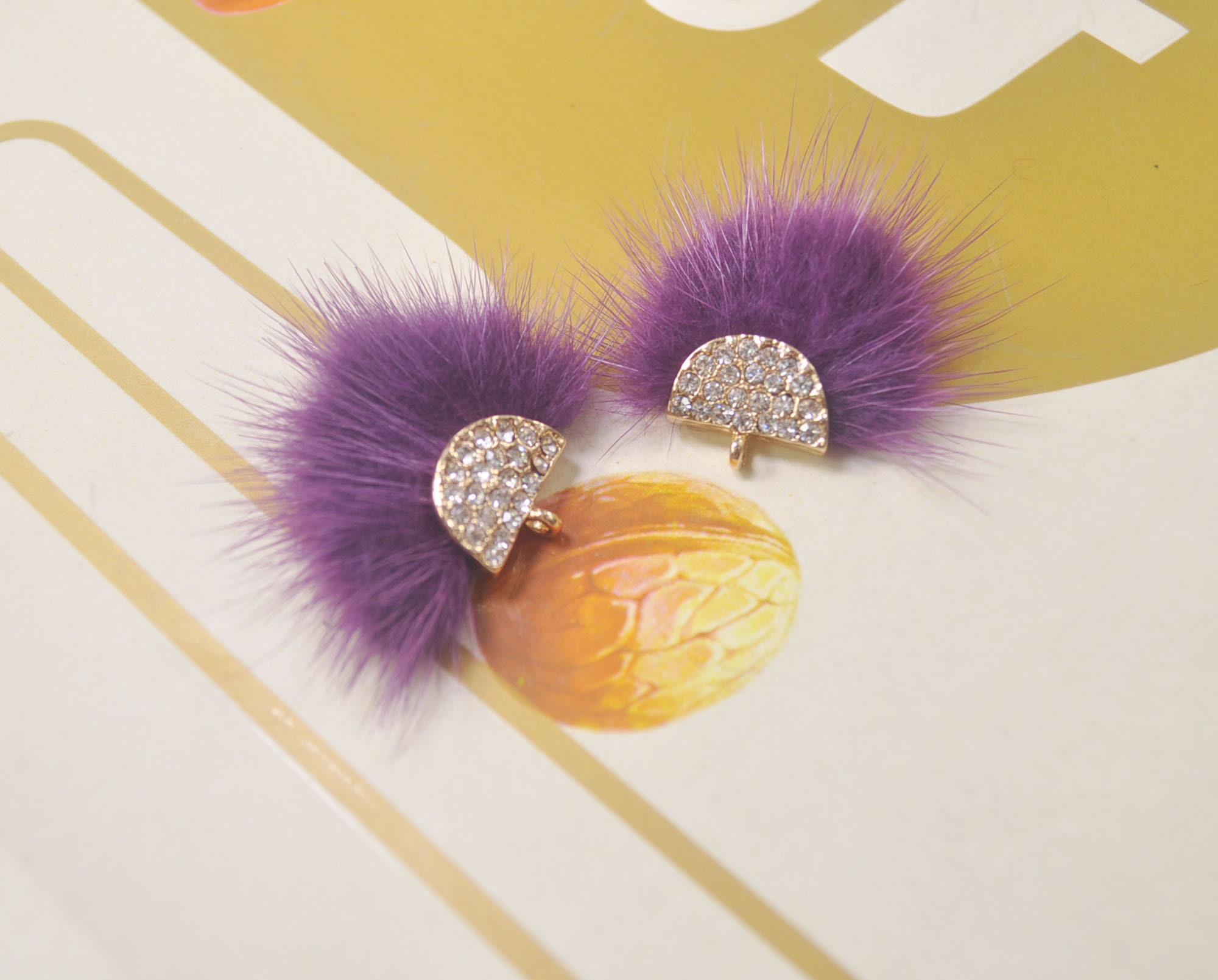 6PCS Mixed Color Fur Fan Shape With Rhinestone Faux Mink | Etsy