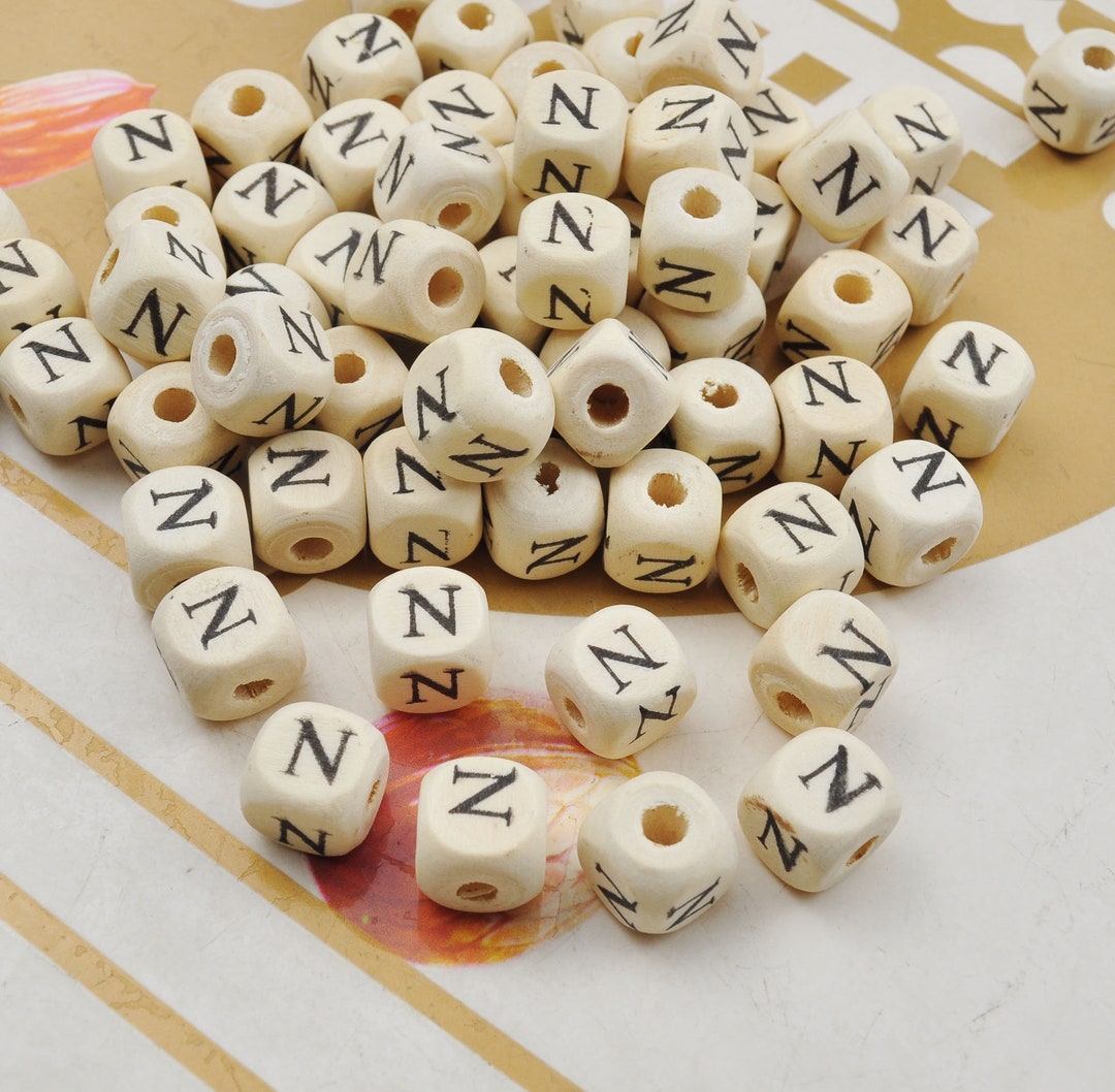 20-200 of N Letter Wood Letter Alphabet Square Beads , 10mm Natural ...