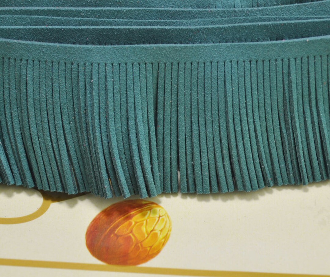 1 Yard Leather Fringe Trim,48mm Width Faux Suede Fringe Trim Peacock ...